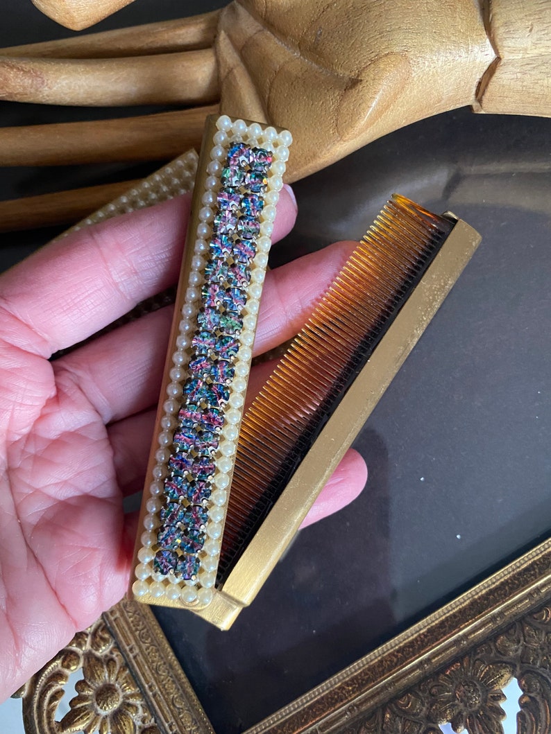 Vintage Wiesner of Miami Powder Compact Comb Set Faux Pearl | Etsy