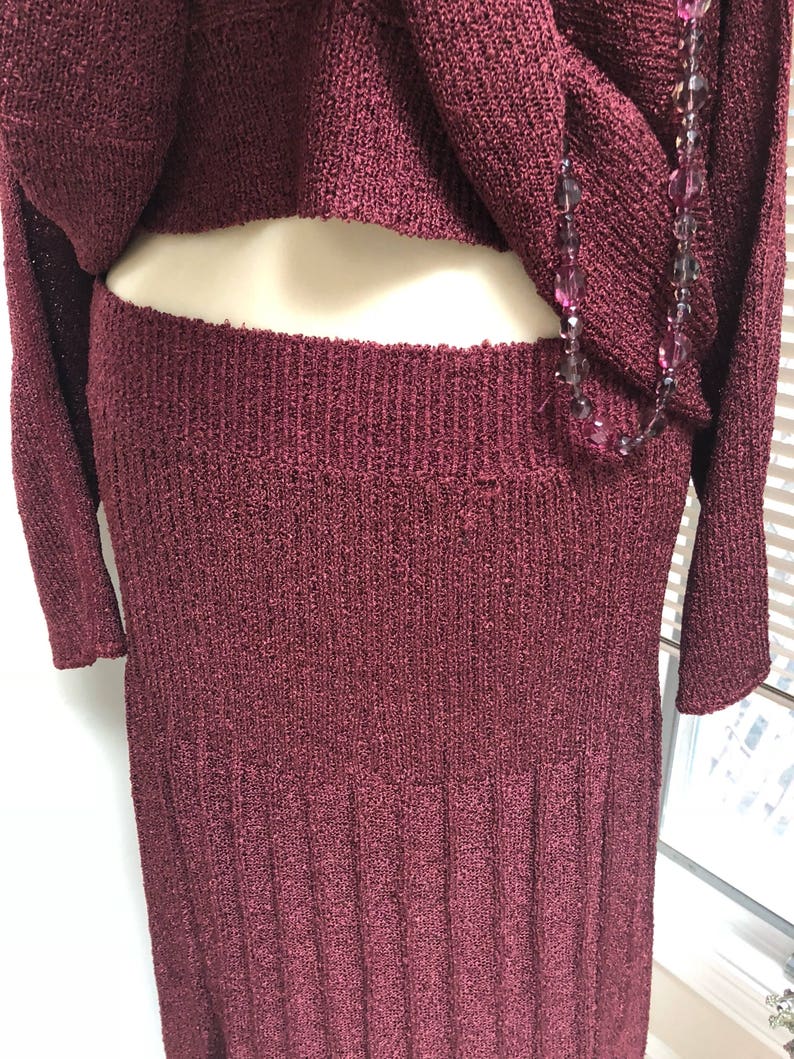 Vintage Dark Maroon French Rags Nubby Sweater Skirt Set - Etsy