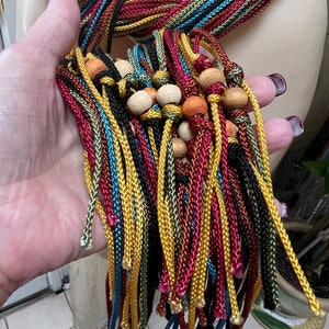 Vintage Boho Multi Color Cord Tie Belt, Bright Colors Cords Beads Tie ...