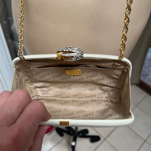 Vintage Ivory Lizard Embossed Leather Evening Purse, Ornate Clasp Ivory ...