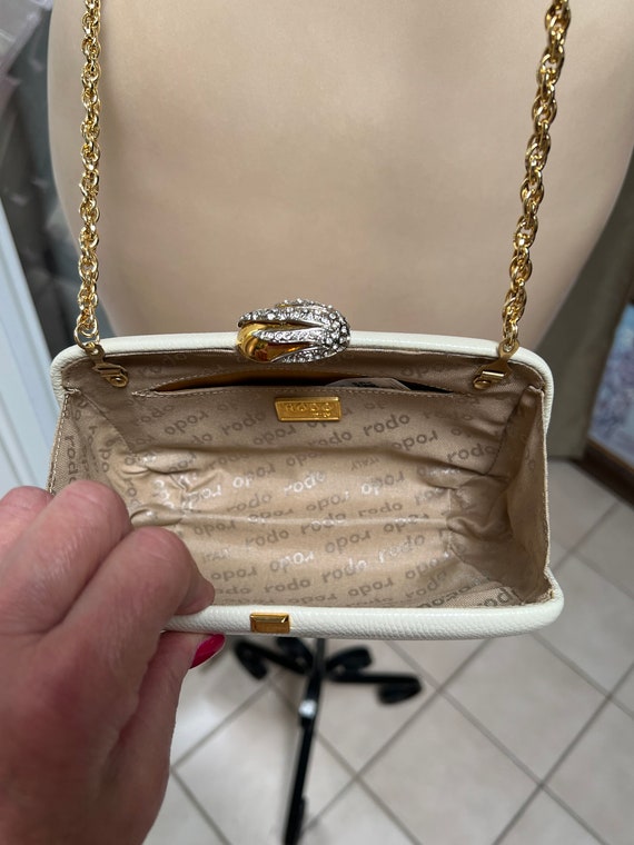 Vintage ivory lizard embossed leather evening purse, … - Gem