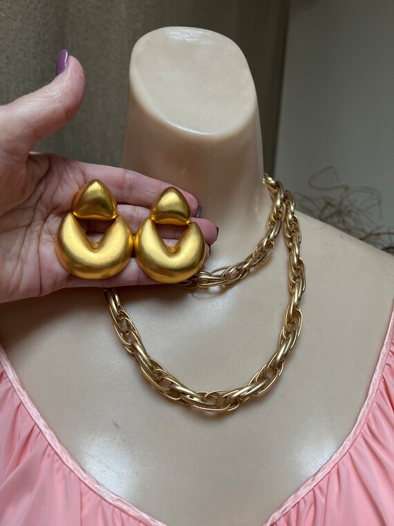 Vintage bold 35" elongated link neck chain, satin fin… - Gem