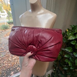 Vintage Deep Red Leather Large Clutch Purse, La Borsa Ruby Red Lush ...