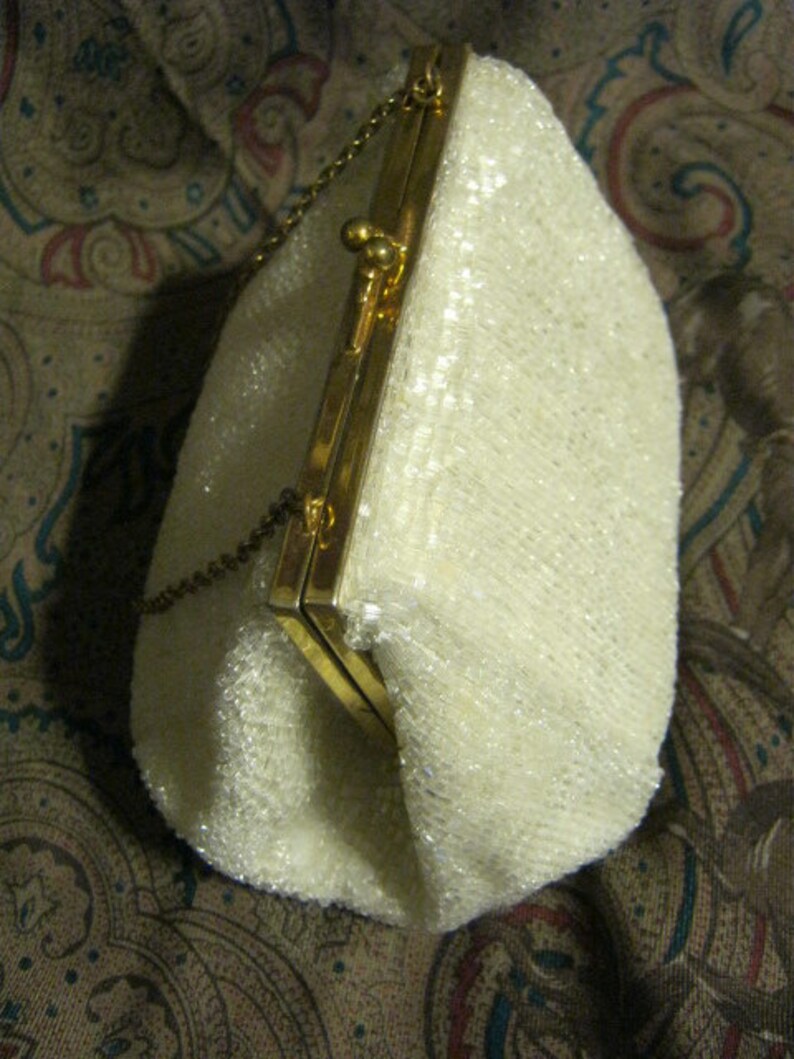 Vintage Small Ivory Beaded Evening Bag Glimmery Ivory Bugle - Etsy