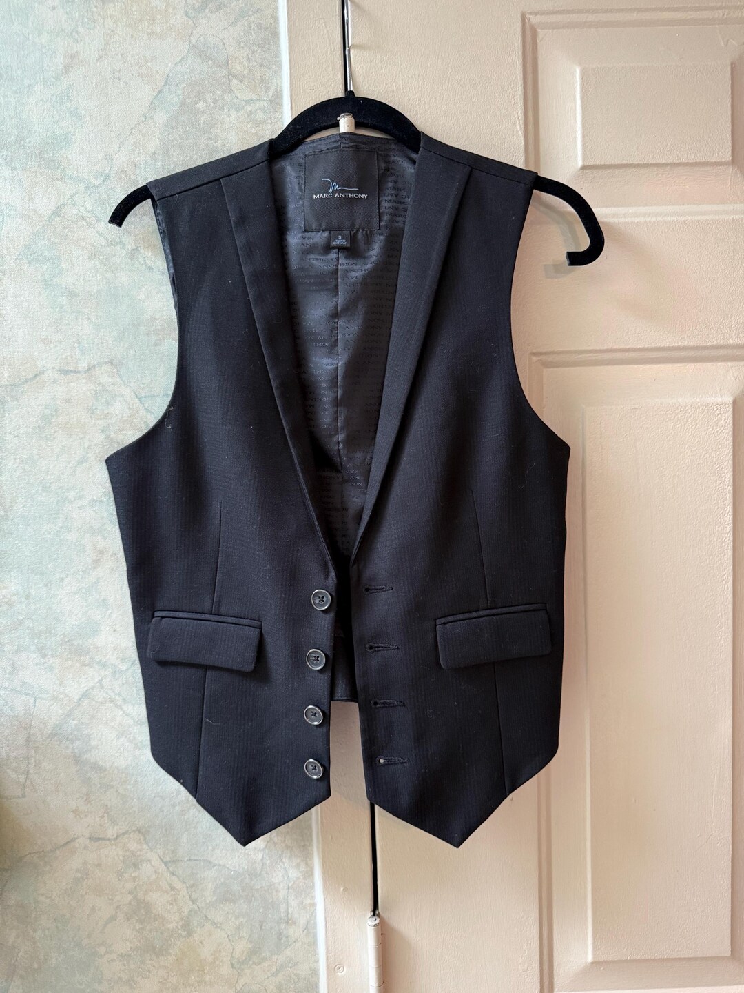 Vintage Men's (unisex) Black Muted Plaid Vest S, Unisex Men's Black ...