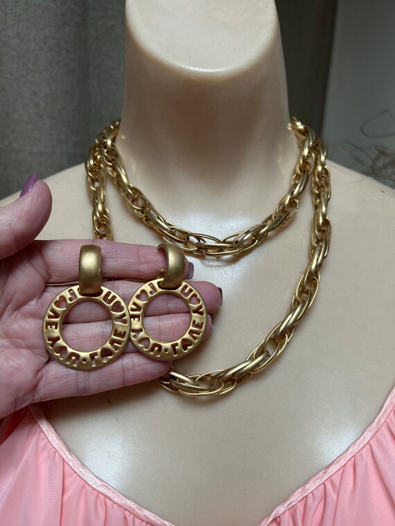 Vintage bold 35" elongated link neck chain, satin fin… - Gem