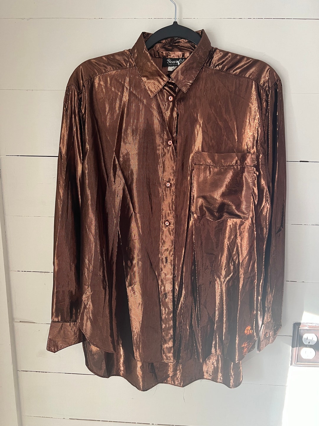 Vintage Copper Metallic Lightweight Shirt Tunic M, Copper Tunic Top ...