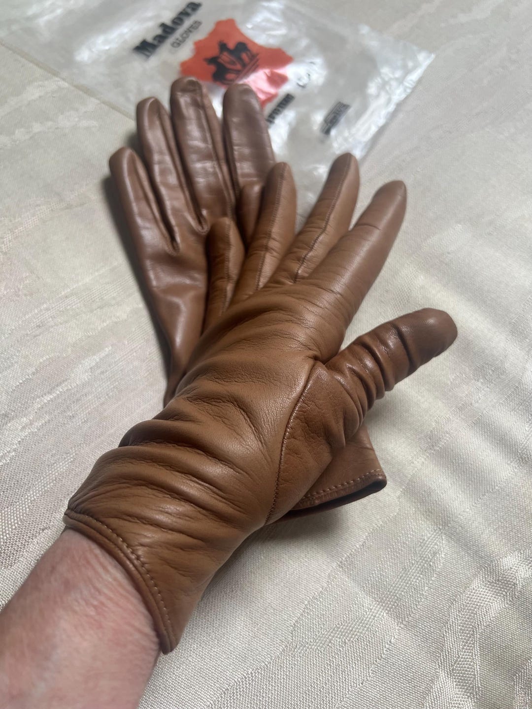 Vintage Madova Camel/tan Leather Wrist Gloves 7, Cashmere Lined Warm ...