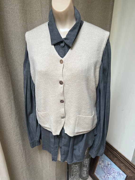 Vintage ivory wool vest - Gem