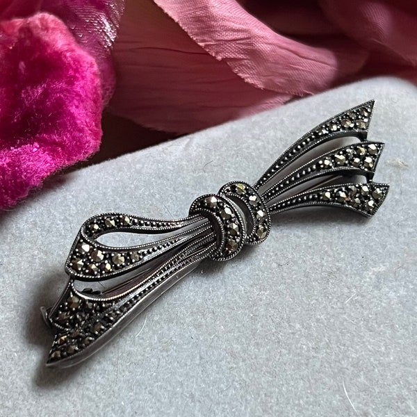 Marcasite Bow Brooch - Etsy