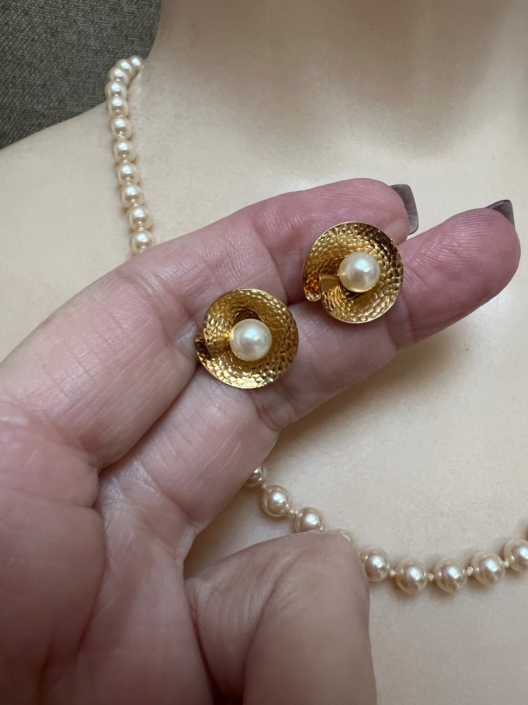 Vintage Japanese 18" Dainty Pearl Strand Necklace, Dainty Pearl Gold ...