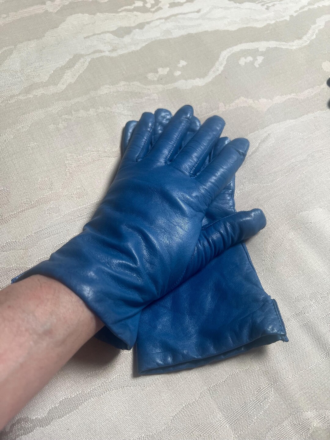 Vintage Blue Fownes Lined Leather Driving Gloves 7 1/2, Warm Blue ...