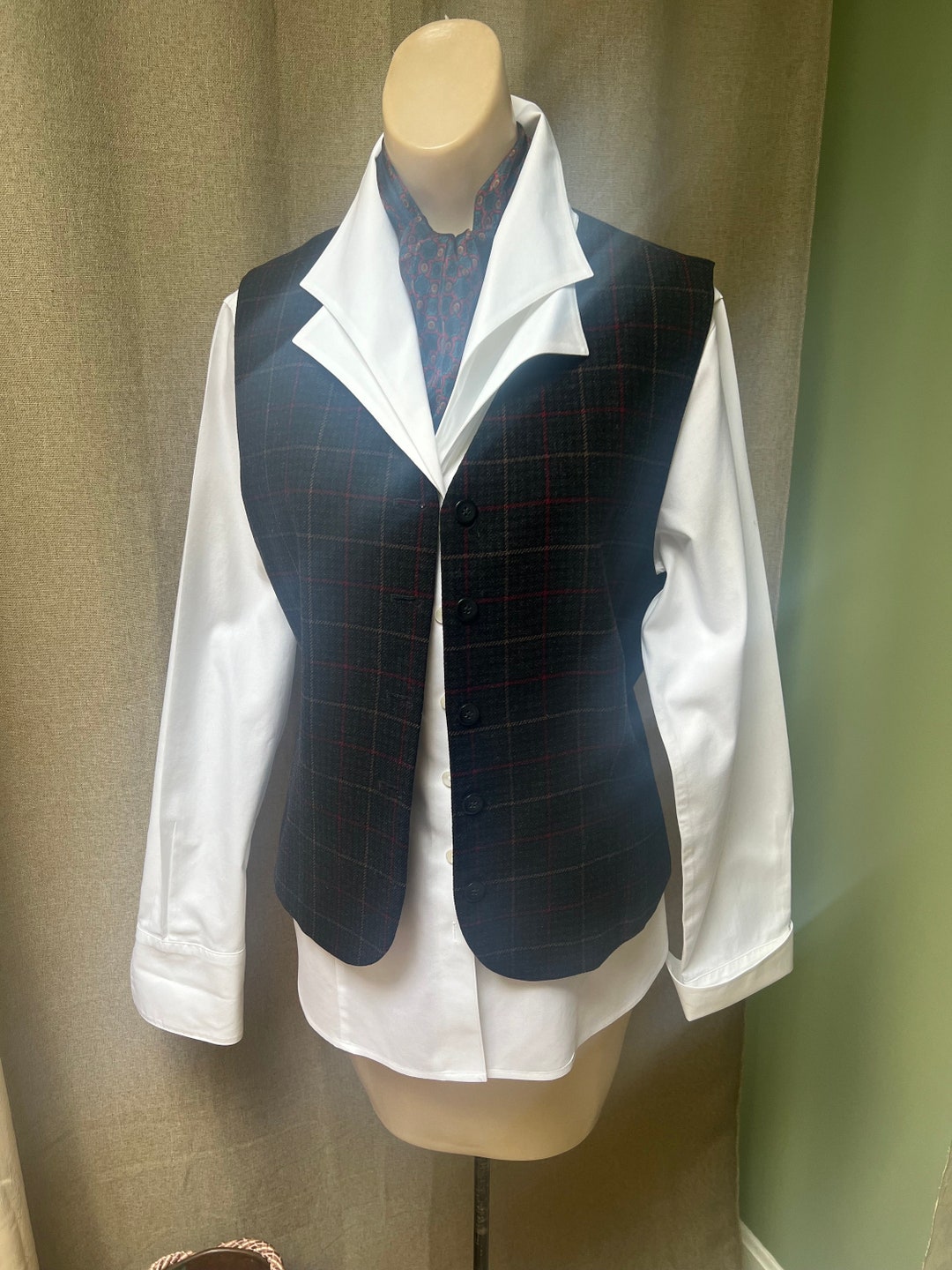 Vintage Pendleton Wool Muted Grey Plaid Vest L, Made USA Gray Shades ...