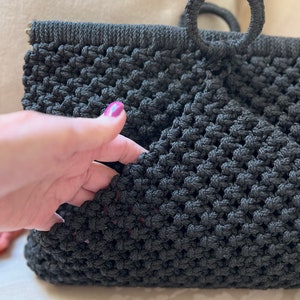 Vintage Handmade Heavy Braided Black Cord Large Clutch Purse, Black ...