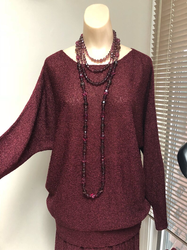 Vintage Dark Maroon French Rags Nubby Sweater Skirt Set - Etsy