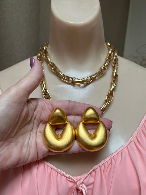 Vintage bold 35" elongated link neck chain, satin fin… - Gem