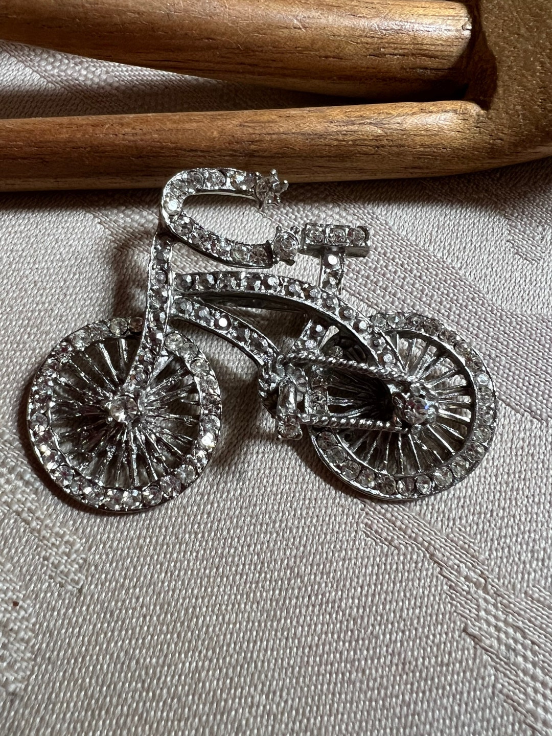 Vintage Clear Rhinestone Bicycle Brooch Bicycle Pin Earrings - Etsy