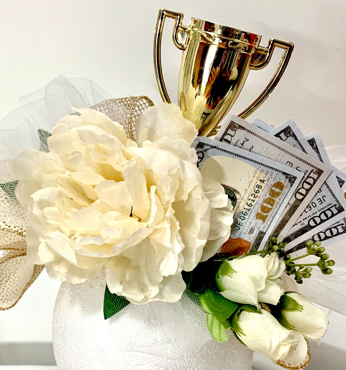 Kentucky Derby Fascinator – "the Daily Double" - Cream Peony, Gold Cup ...