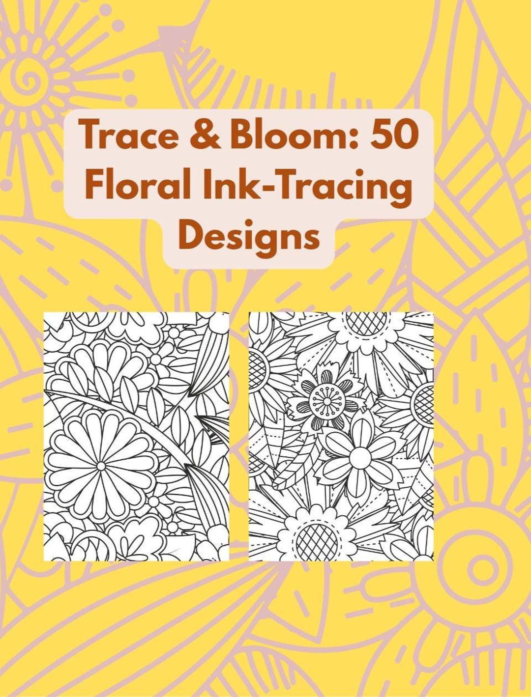 Trace & Bloom: 50 Floral Ink-tracing Designs/ink Tracing Fun - Etsy