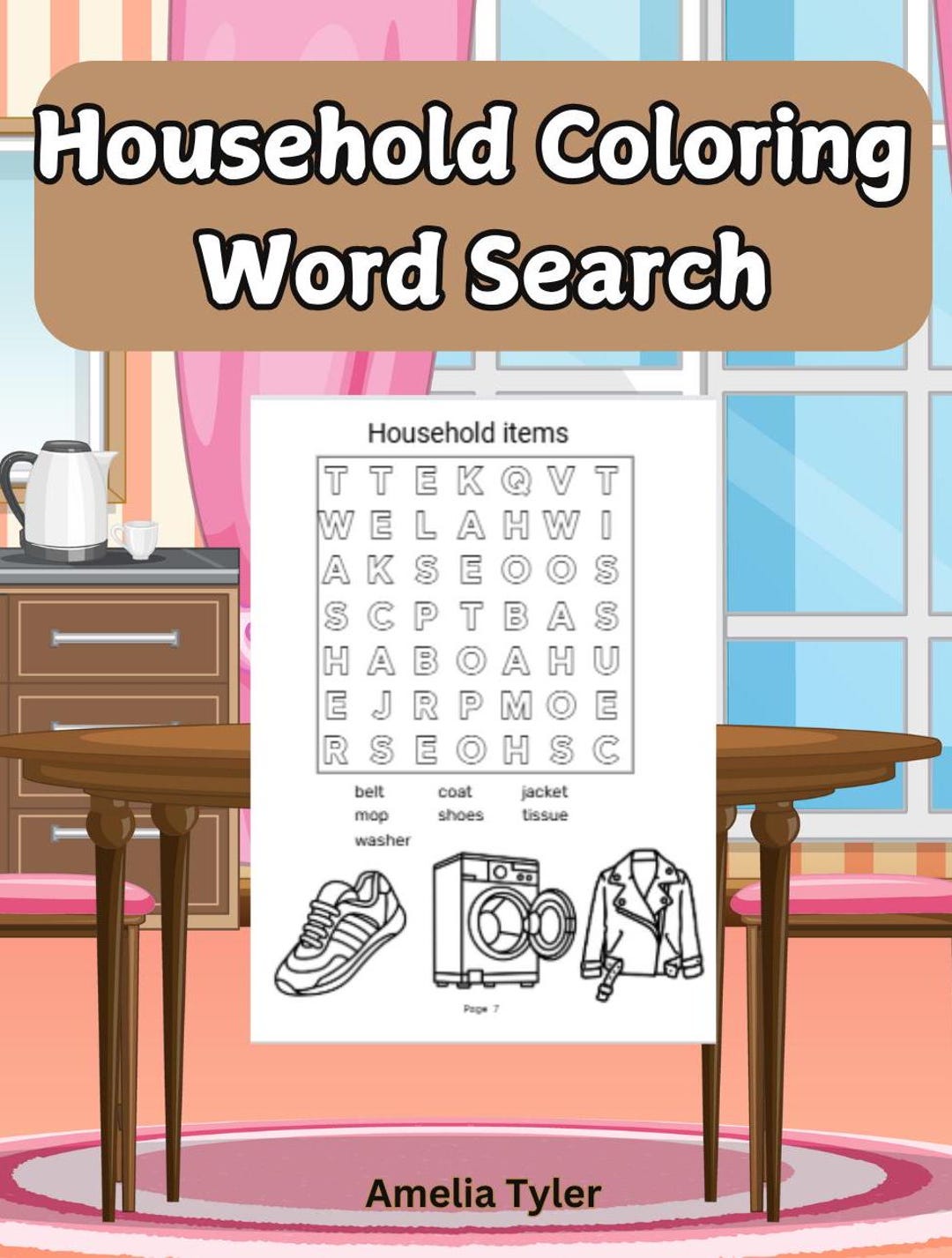 Coloring Word Search--new Product Type- Household Items - Etsy