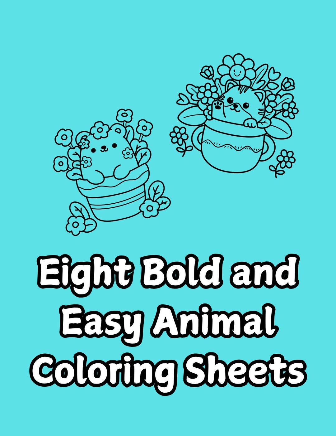 Bold and Easy Animal Coloring Pages (8) - Etsy
