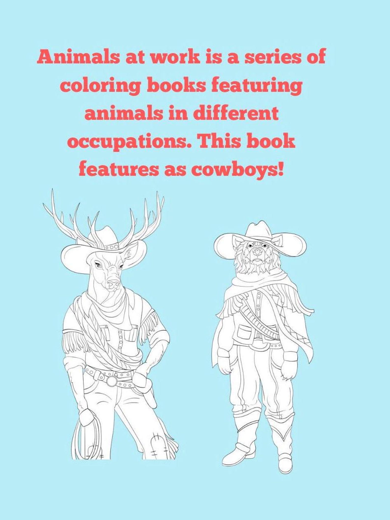 Animals at Work: Cowboys Coloring Book - Etsy