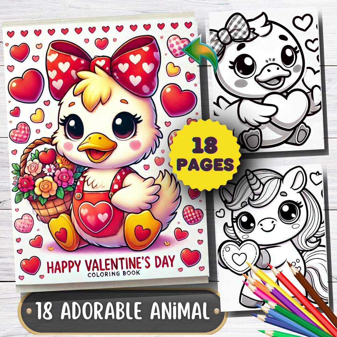 18 Adorable Valentine's Animal Coloring Pages,valentine's Coloring Pdf ...