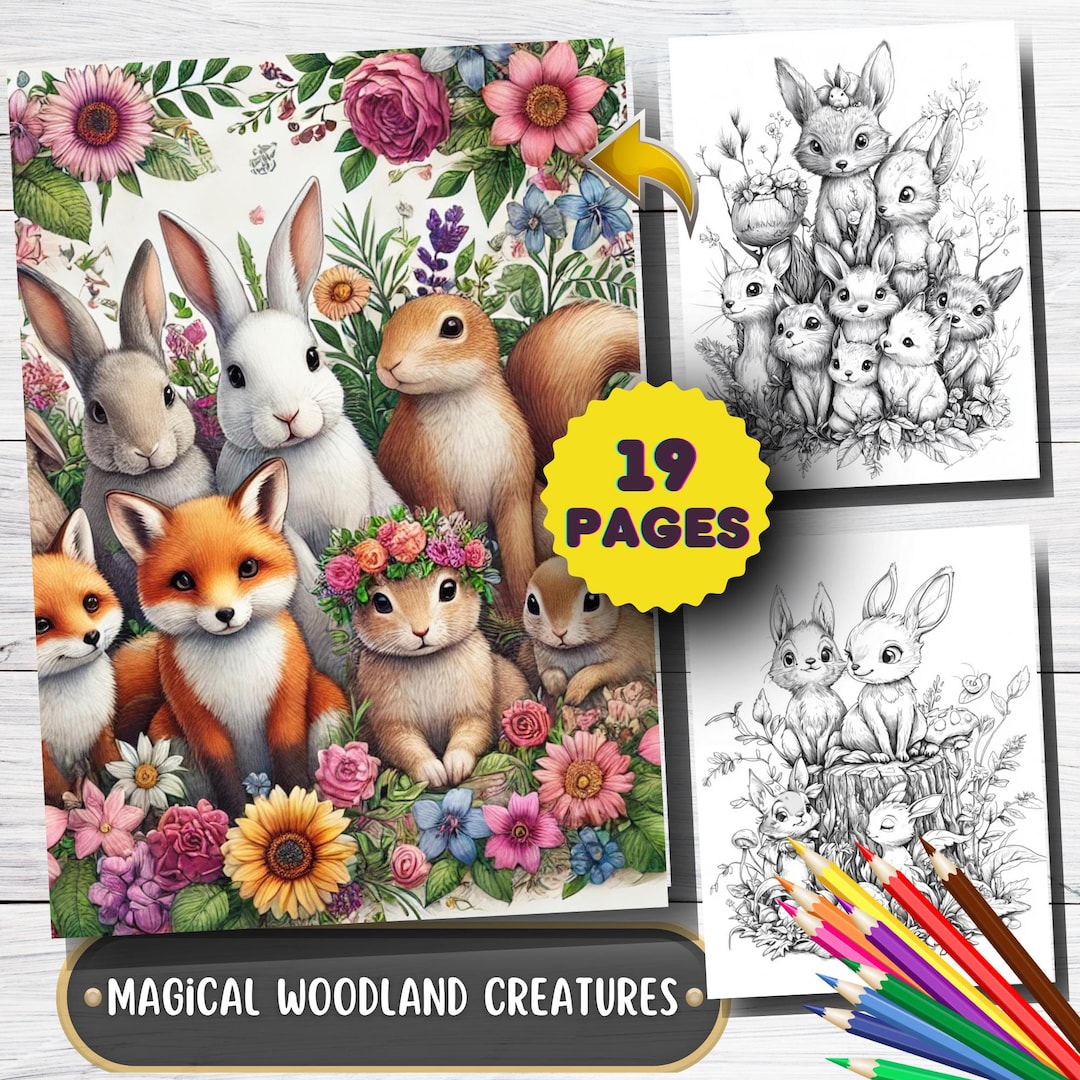 Magical Woodland Creatures Coloring Pages,forest Animal Coloring ...
