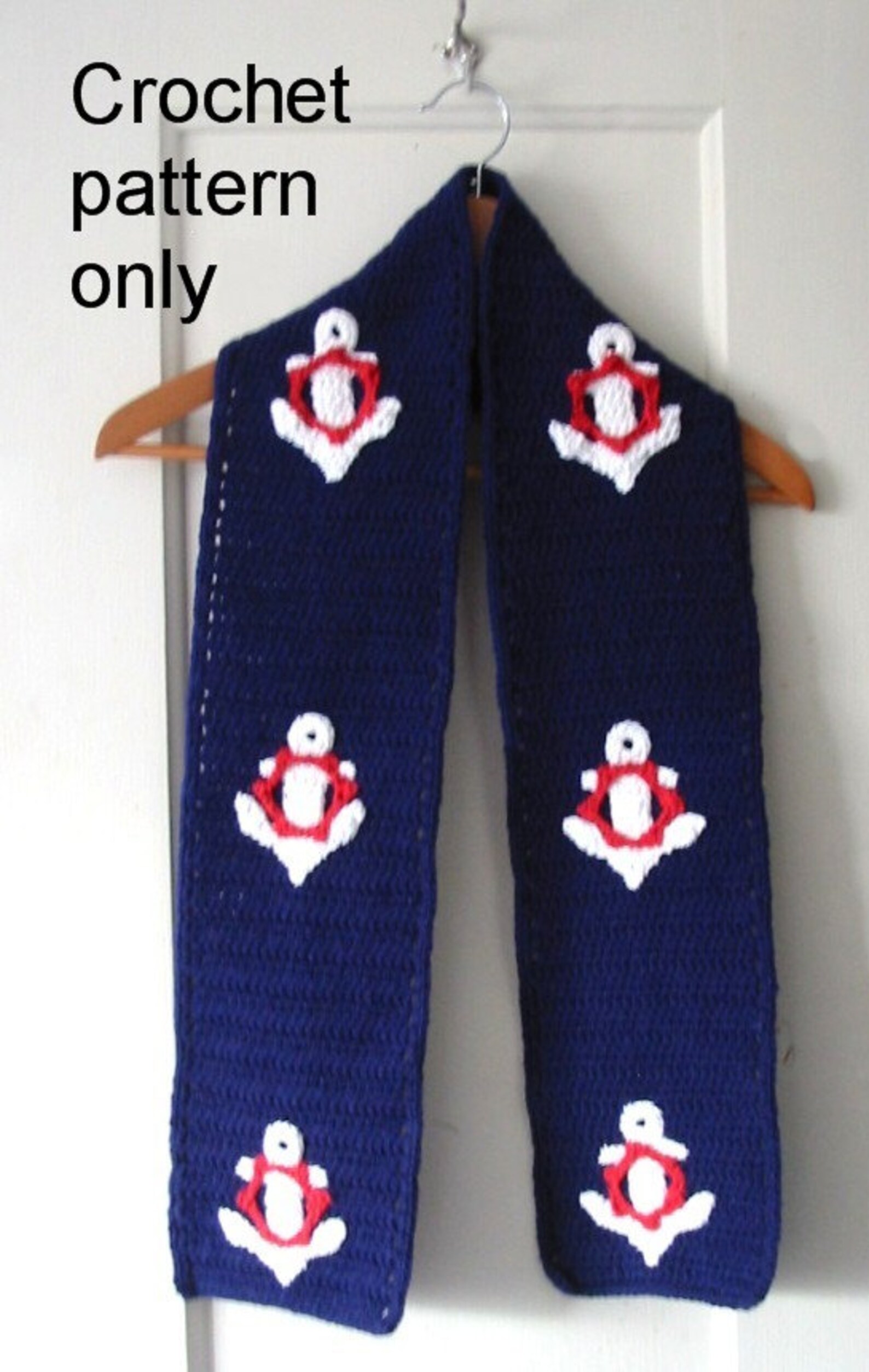 Crochet Pattern (PDF) for Nautical Anchor Scarf Similar to One Worn by ...