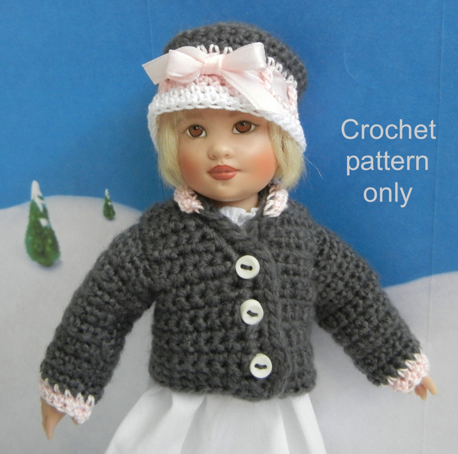 Crochet Pattern PDF for 7-8 Inch Child Doll Quick & Easy Cardigan and ...