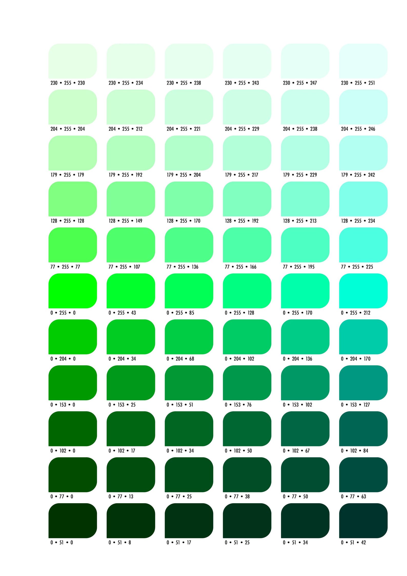RGB Colour Chart - PDF Digital Download - Swatch Palette Test Print ...