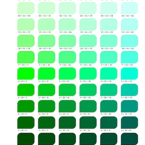 RGB Colour Chart - PDF Digital Download - Swatch Palette Test Print ...