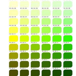RGB Colour Chart - PDF Digital Download - Swatch Palette Test Print ...