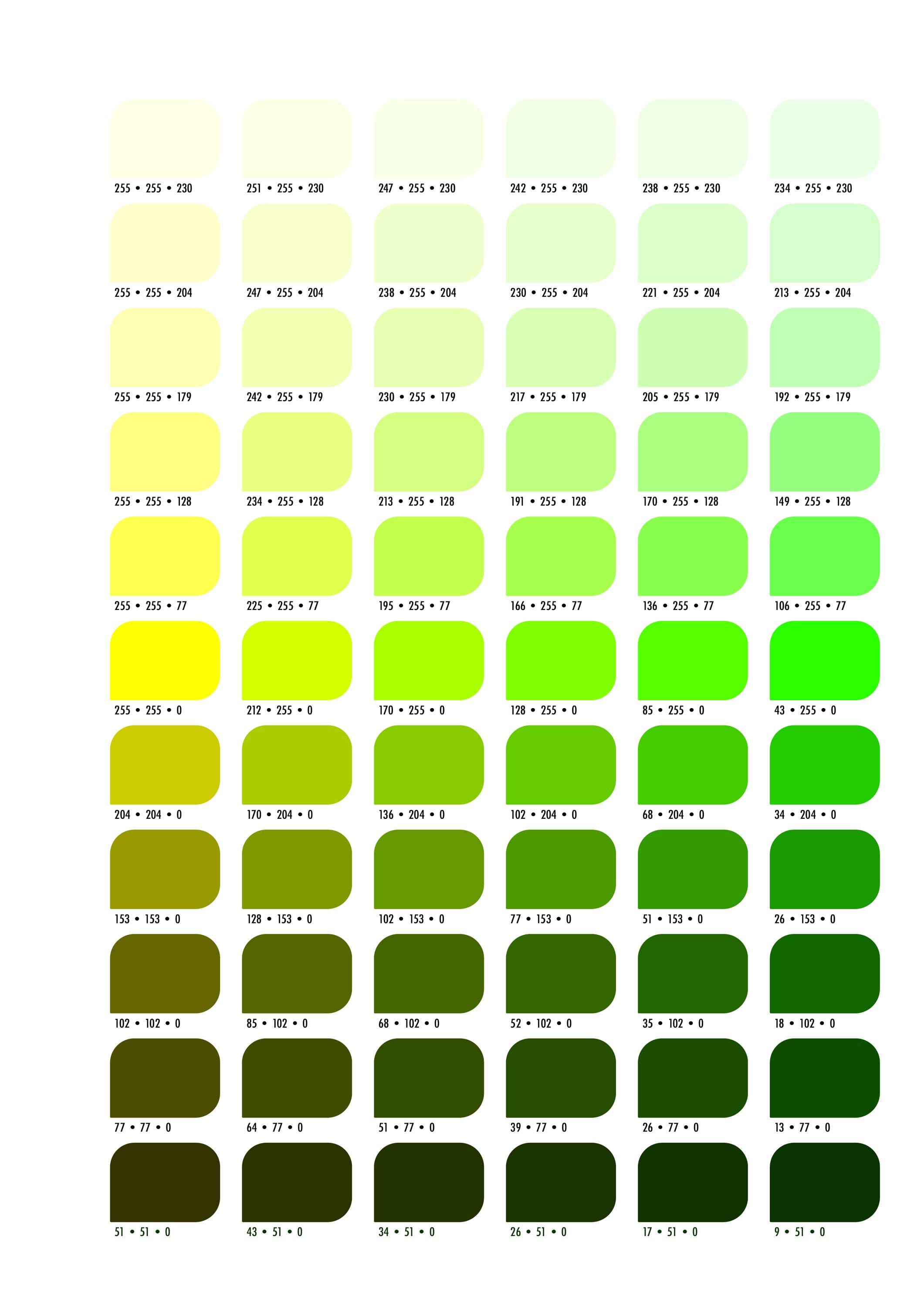 RGB Colour Chart - PDF Digital Download - Swatch Palette Test Print ...