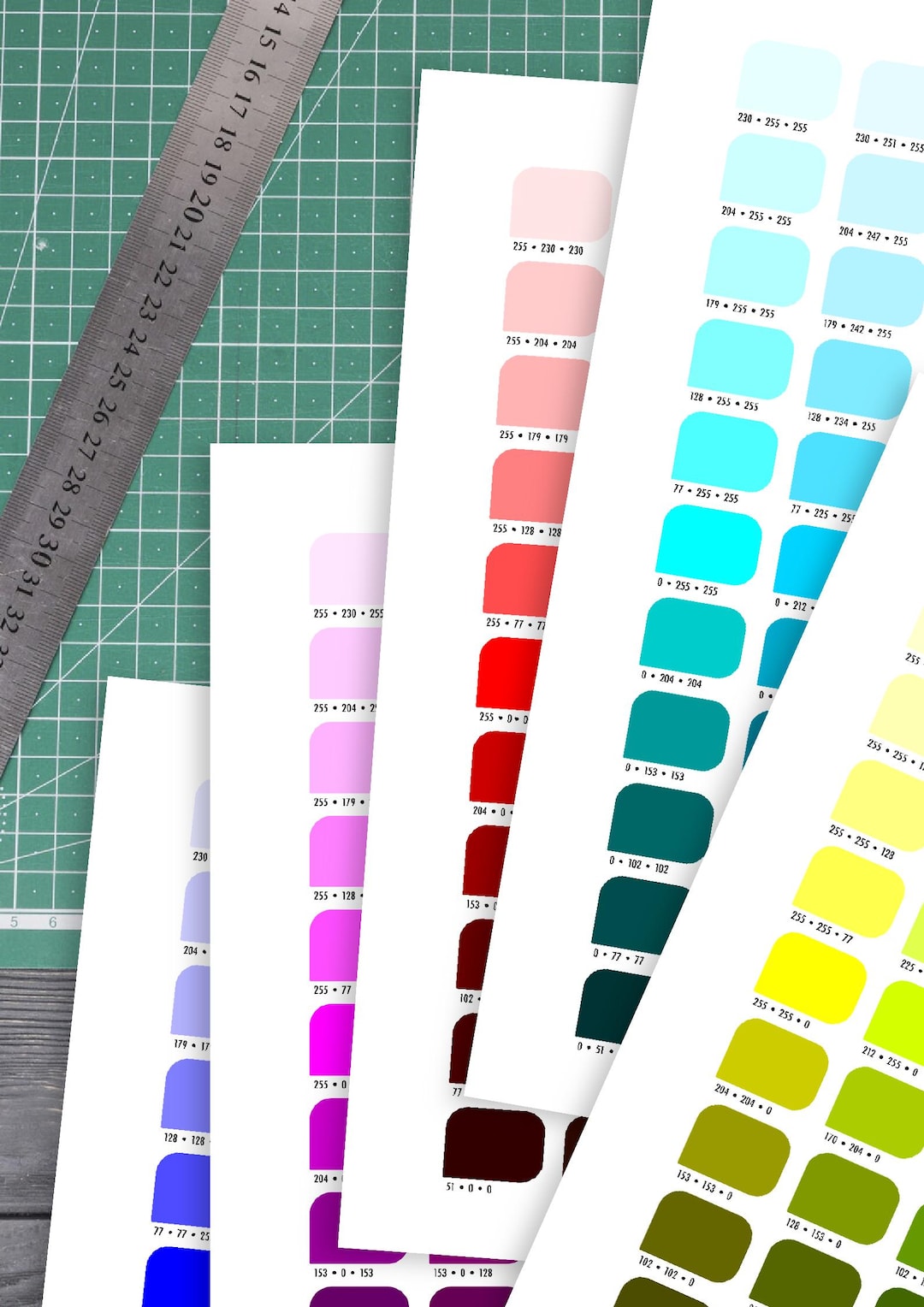 RGB Colour Chart - PDF Digital Download - Swatch Palette Test Print ...