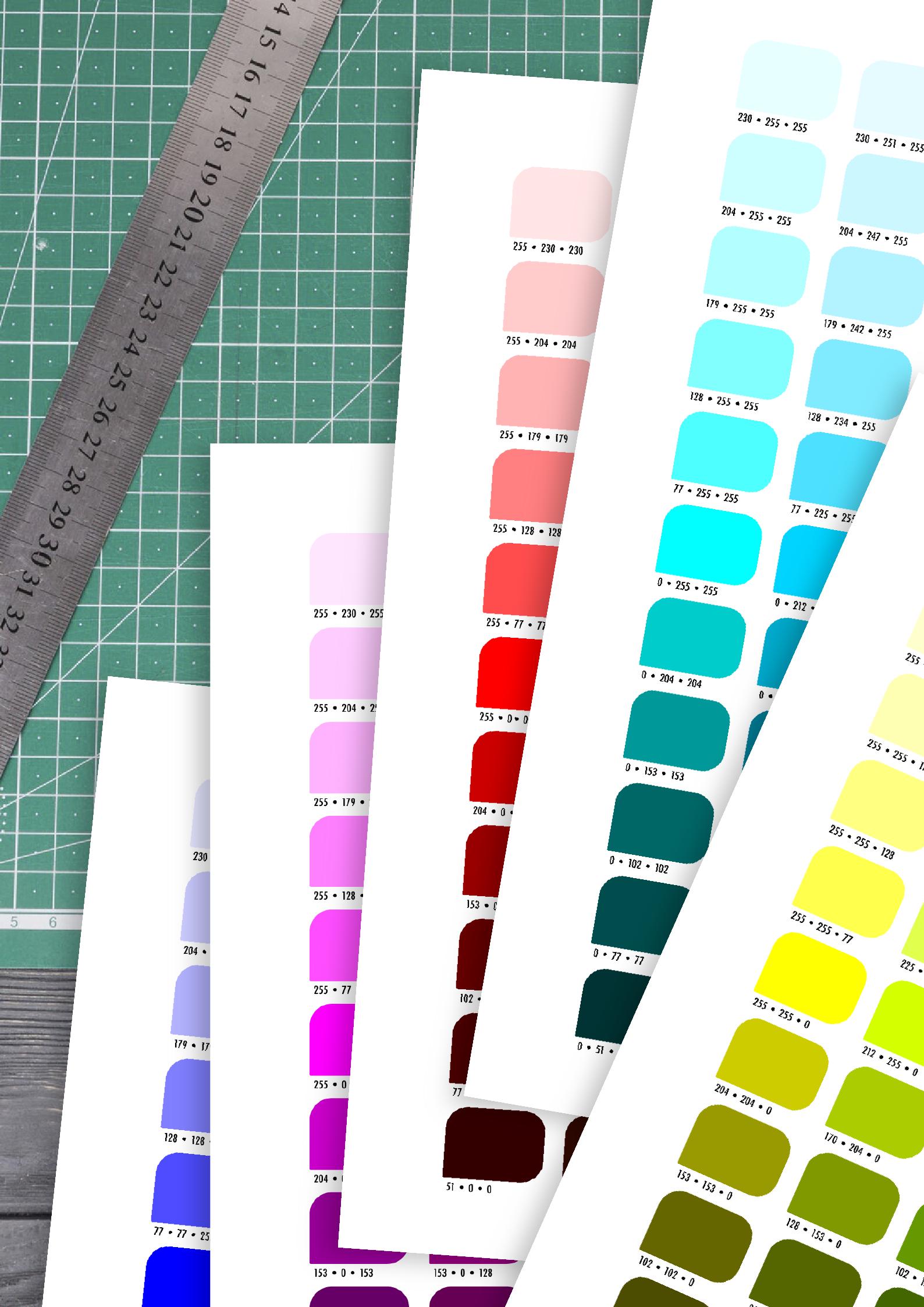 RGB Colour Chart - PDF Digital Download - Swatch Palette Test Print ...