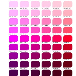 RGB Colour Chart - PDF Digital Download - Swatch Palette Test Print ...