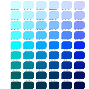RGB Colour Chart - PDF Digital Download - Swatch Palette Test Print ...