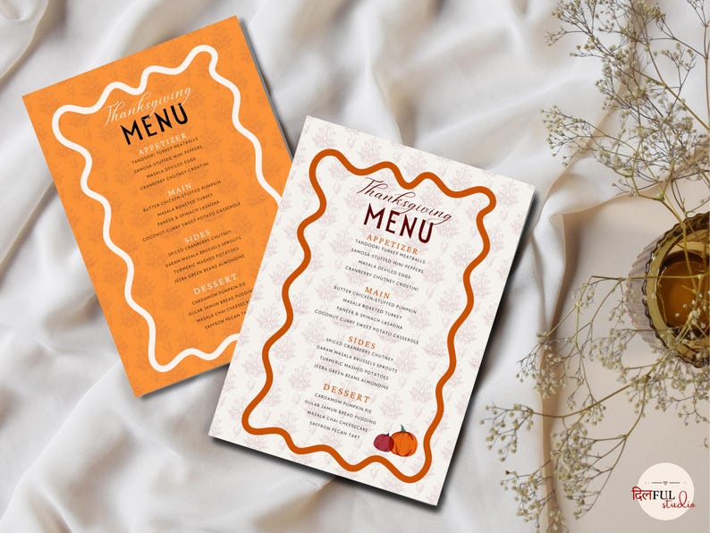 Thanksgiving Boho Retro Menu Template Fall Menu Indian South Asian ...