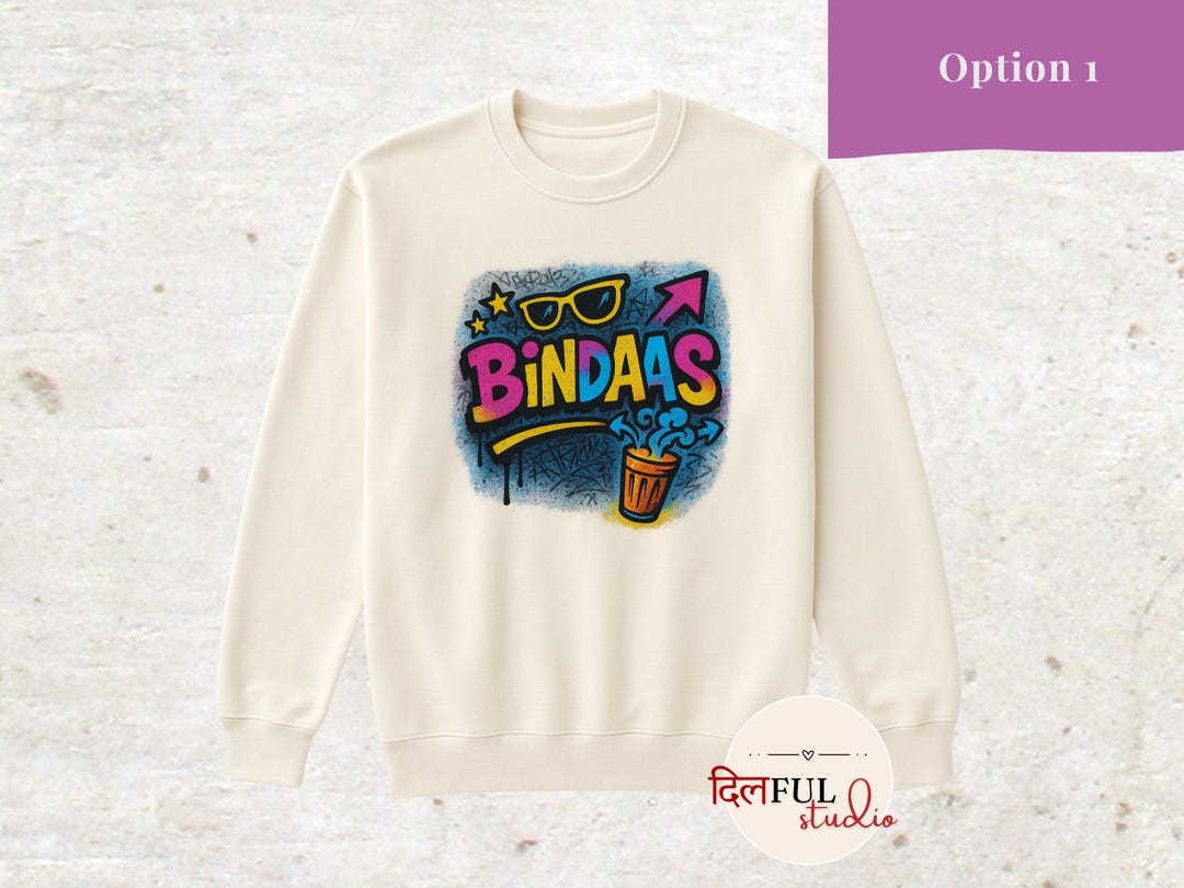 Bindaas Graffiti T-shirt | Desi Streetwear Tee | Neon Spray Paint ...