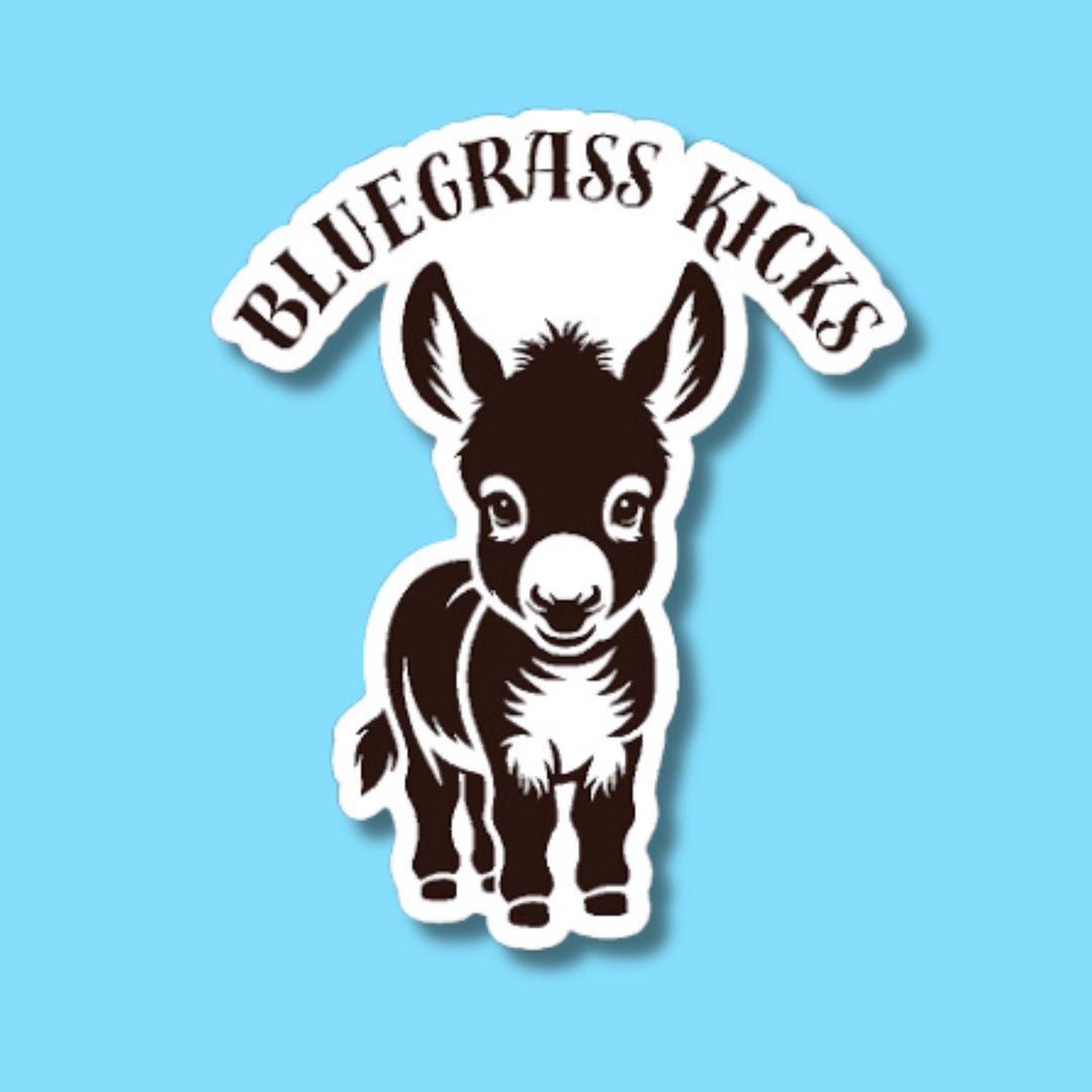 Bluegrass Kicks Ass Sticker, Funny Donkey Laptop Sticker, Bluegrass ...