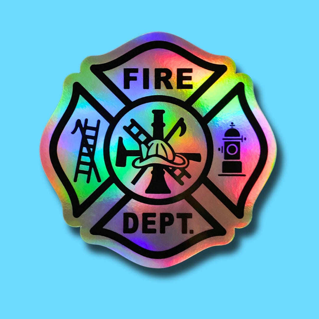 Holographic Fire Department Sticker, Firefighter Sticker, IAFF Laptop ...