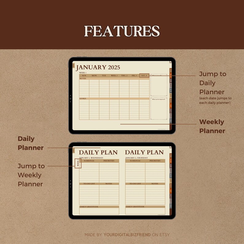 2025 Digital Planner Digital Goodnotes Planner Fully Hyperlinked ...