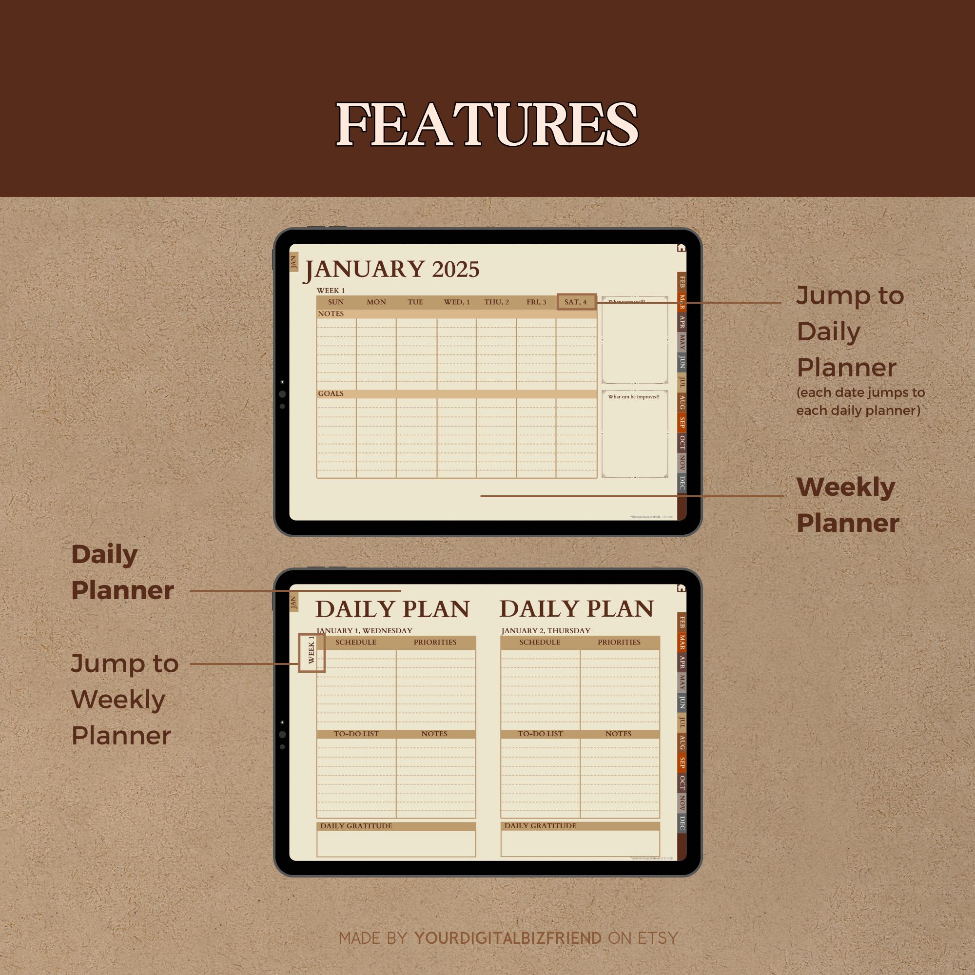 2025 Digital Planner Digital Goodnotes Planner Fully Hyperlinked ...