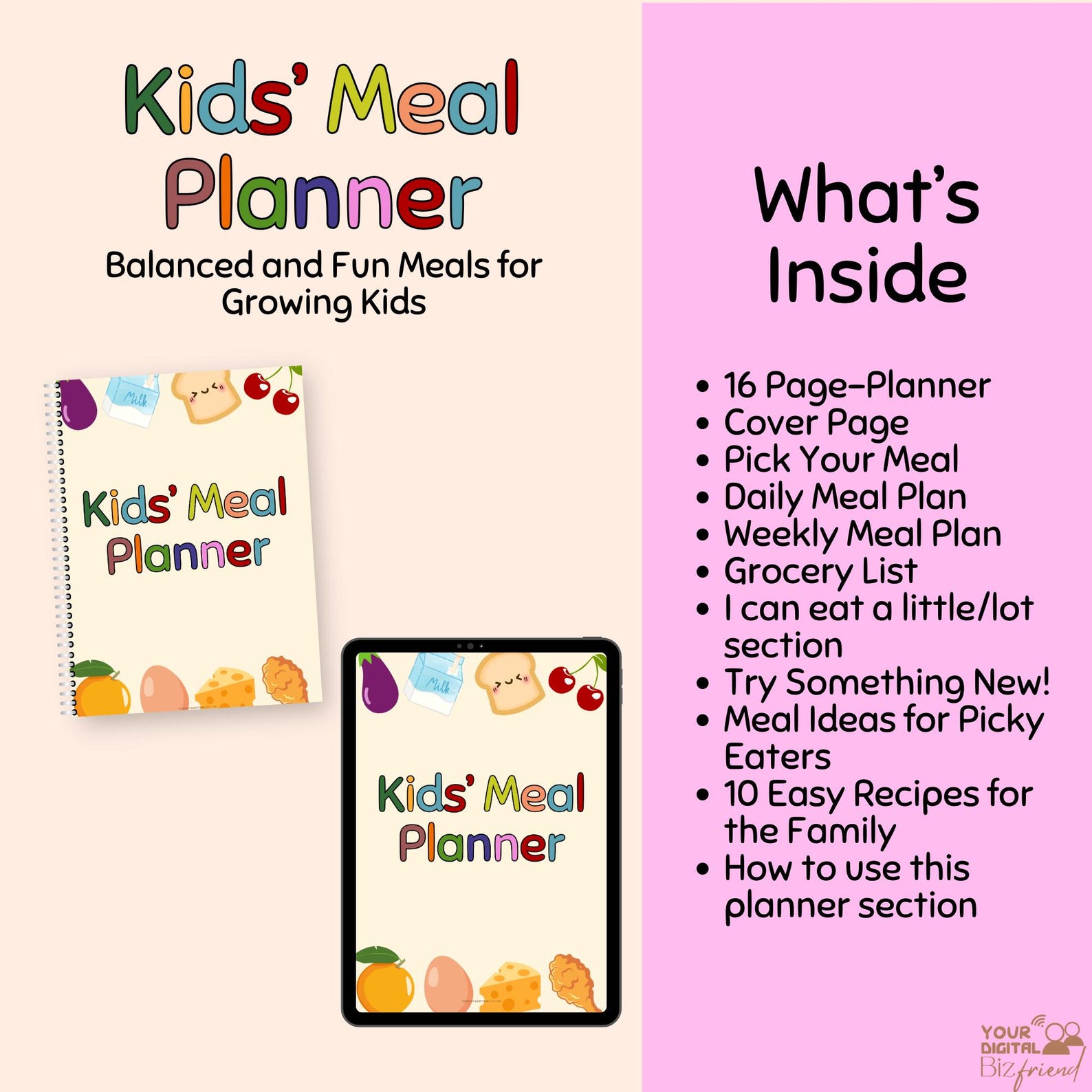 Printable Kids Meal Planner Kids Lunch Meal Ideas Elementary School ...