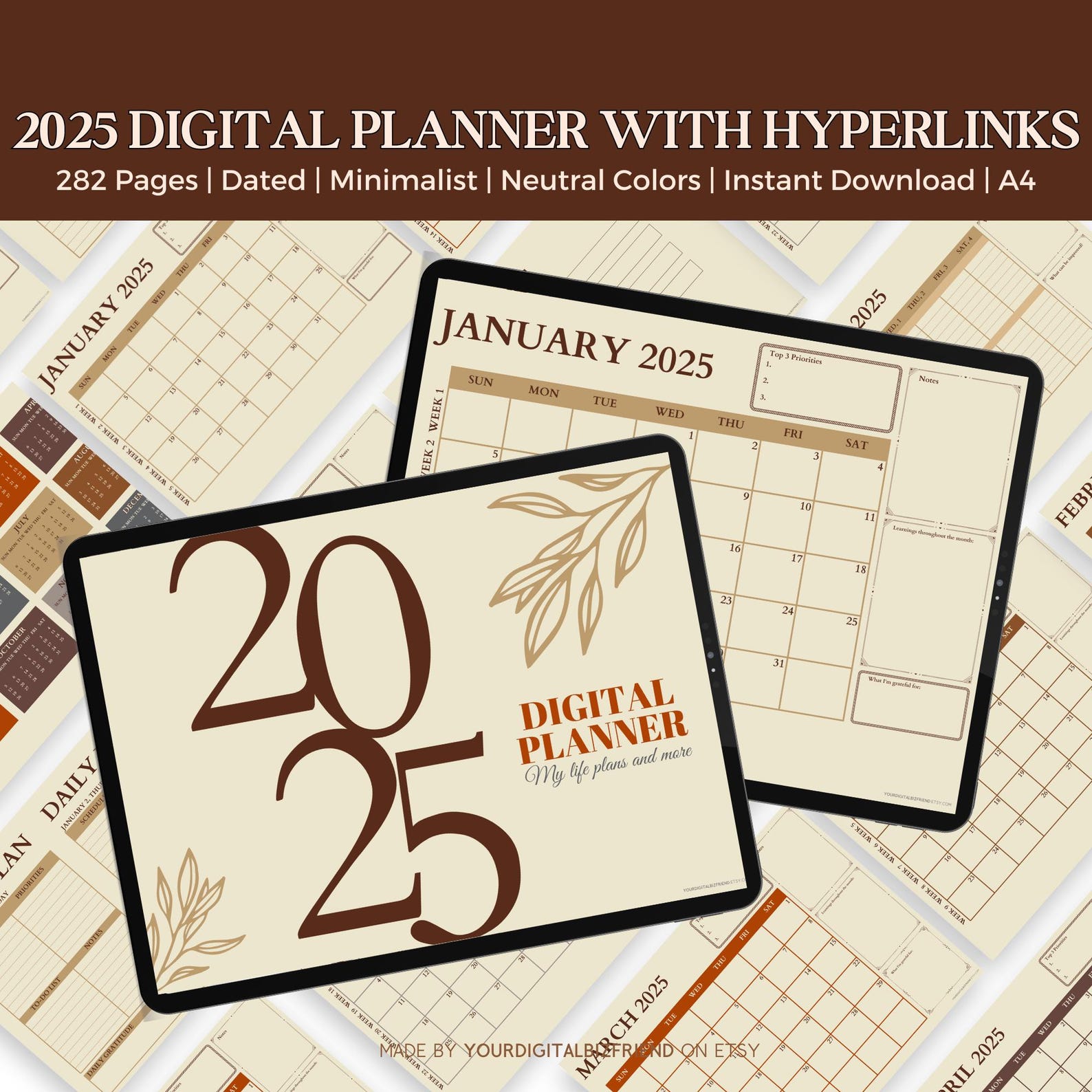 2025 Digital Planner Digital Goodnotes Planner Fully Hyperlinked ...
