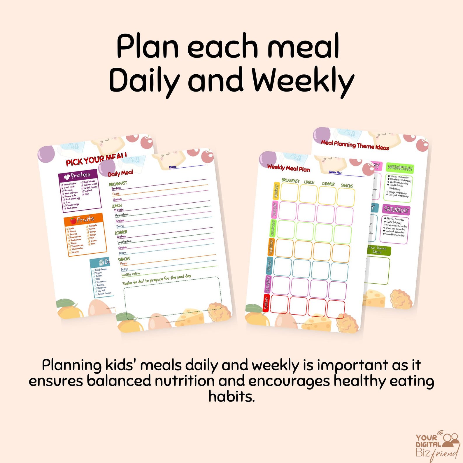 Printable Kids Meal Planner Kids Lunch Meal Ideas Elementary School ...