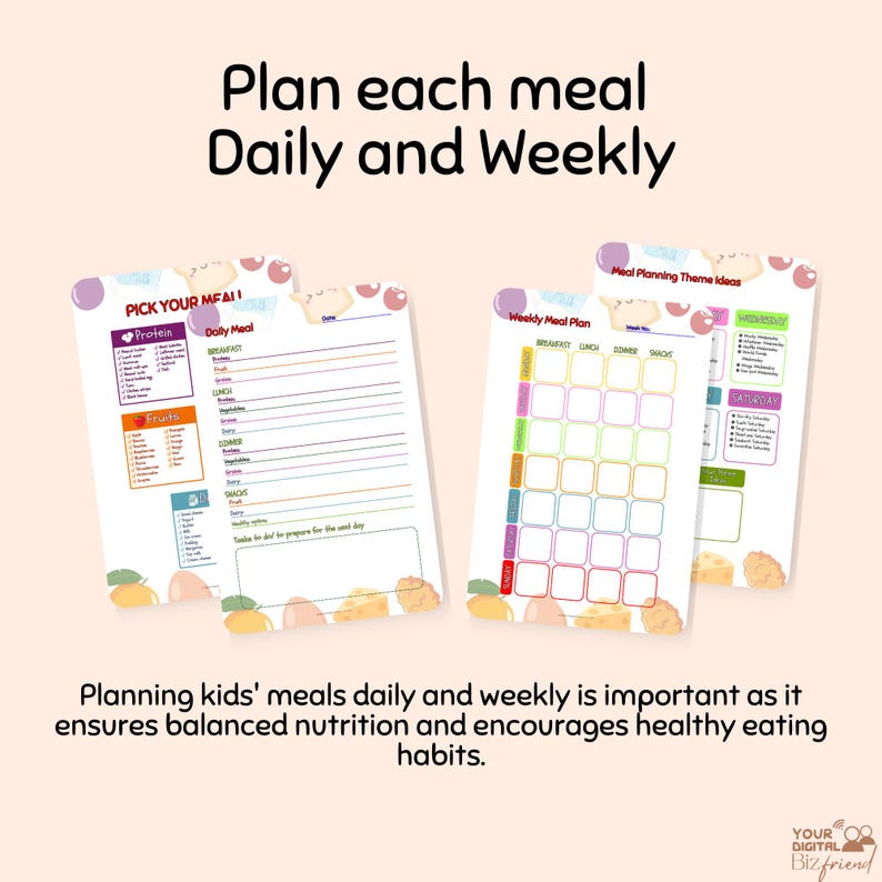 Printable Kids Meal Planner Kids Lunch Meal Ideas Elementary School ...