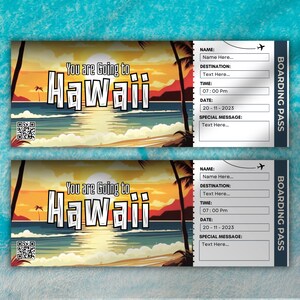 Editable Hawaii Boarding Pass Template, Hawaii Usa Trip Surprise Gift ...