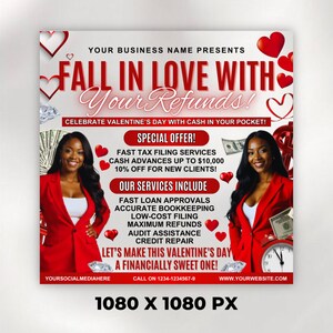 4 Valentines Tax Preparation Flyer Bundle, February Tax Flyer, DIY ...